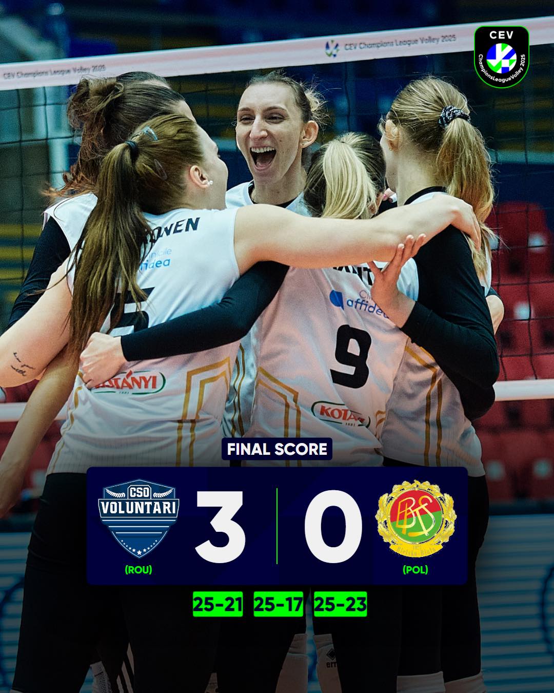 Prima victorie în grupele Champions League pentru voleibalistele CSO Voluntari - Metropola TV